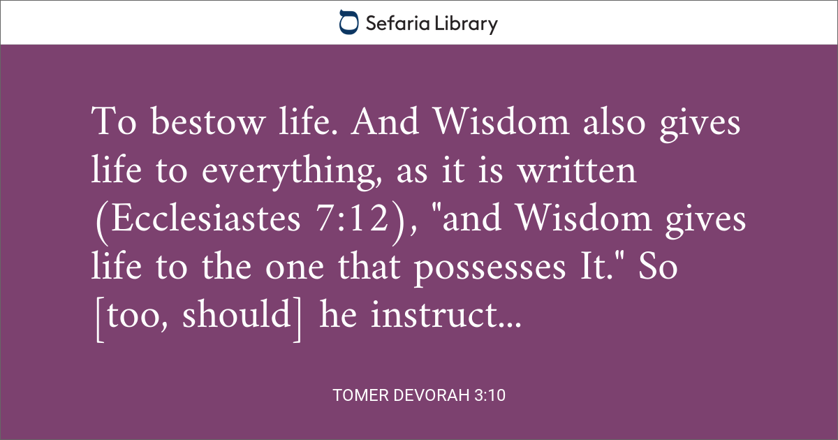 Tomer Devorah 3:10 | Sefaria Library