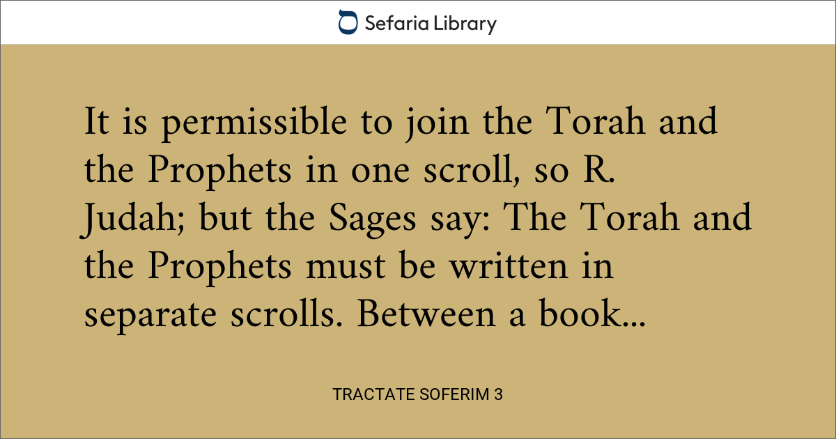Tractate Soferim 3 | Sefaria Library
