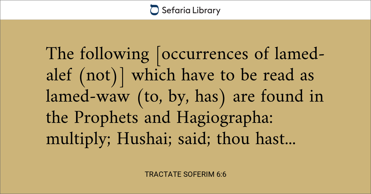 Tractate Soferim 6:6 | Sefaria Library