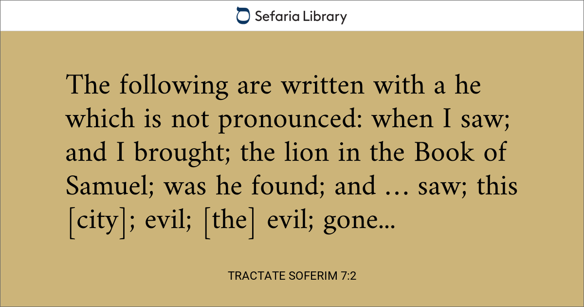 Tractate Soferim 7:2 | Sefaria Library