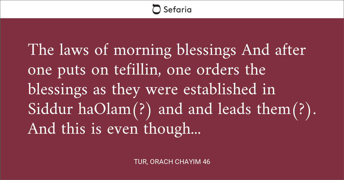 Tur, Orach Chayim 46